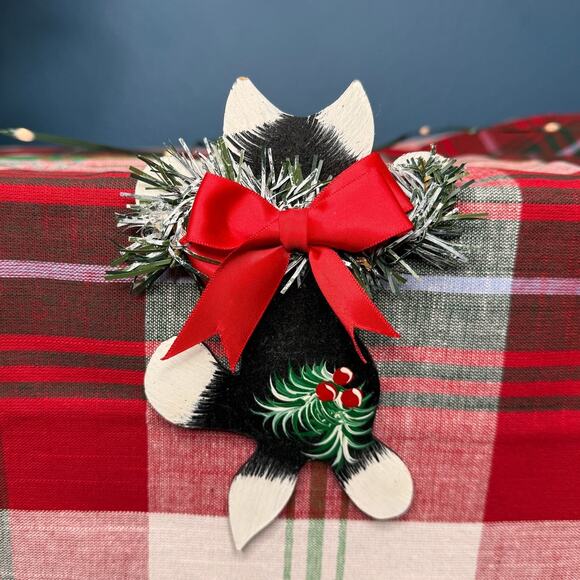 unknown | Holiday | Vintage Wooden Hanging Christmas Cat Mantle Or ...